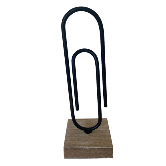 Accents | Oversized Black Metal Paper Clip On Wood Base | Poshmark
